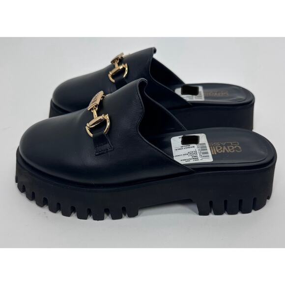 Roberto Cavalli | Shoes | Cavalli Class Black Leather Logo Lug Sole ...
